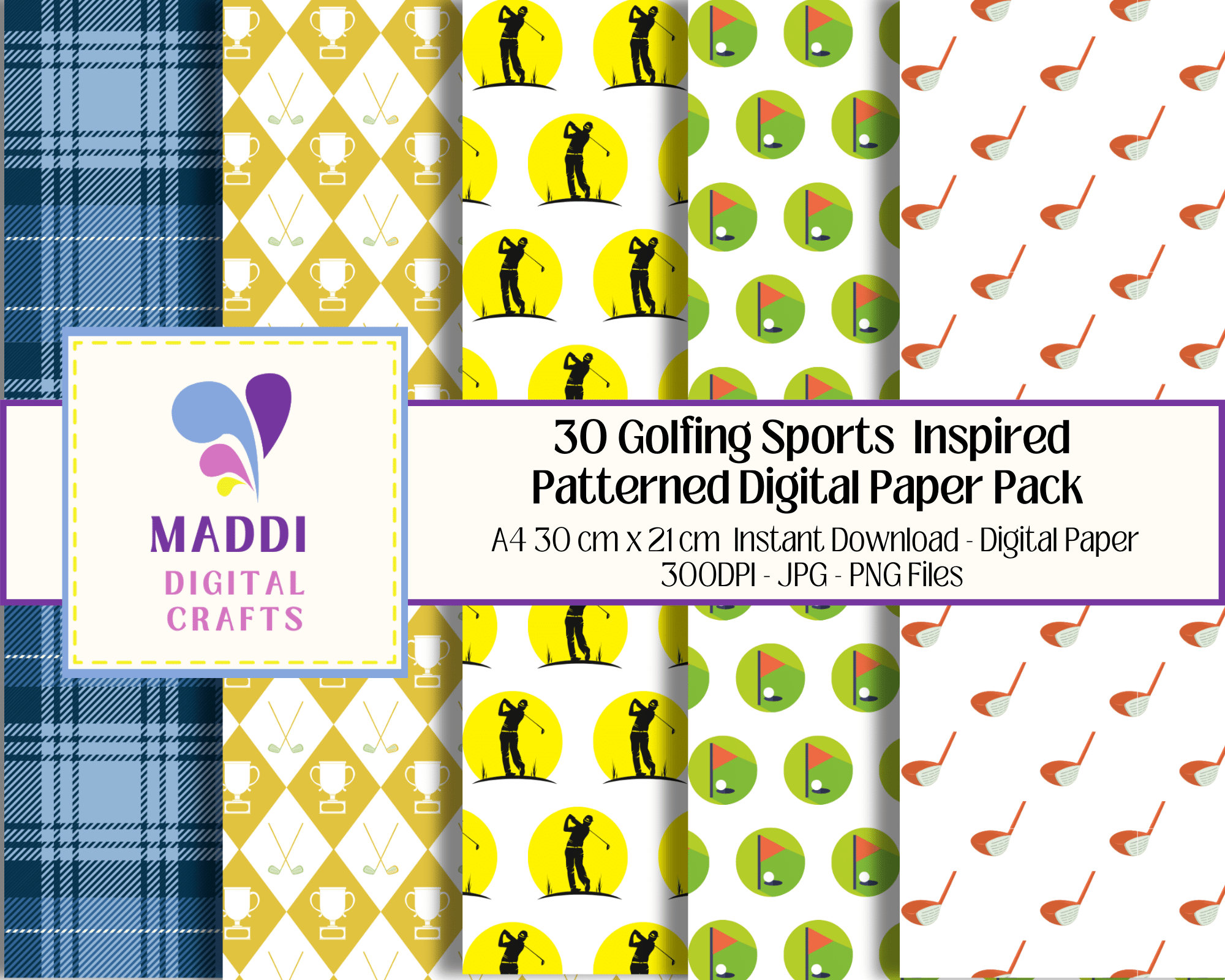 Golf Sports Themed Digital A4 Downloadable Paper Golfing Printable ...