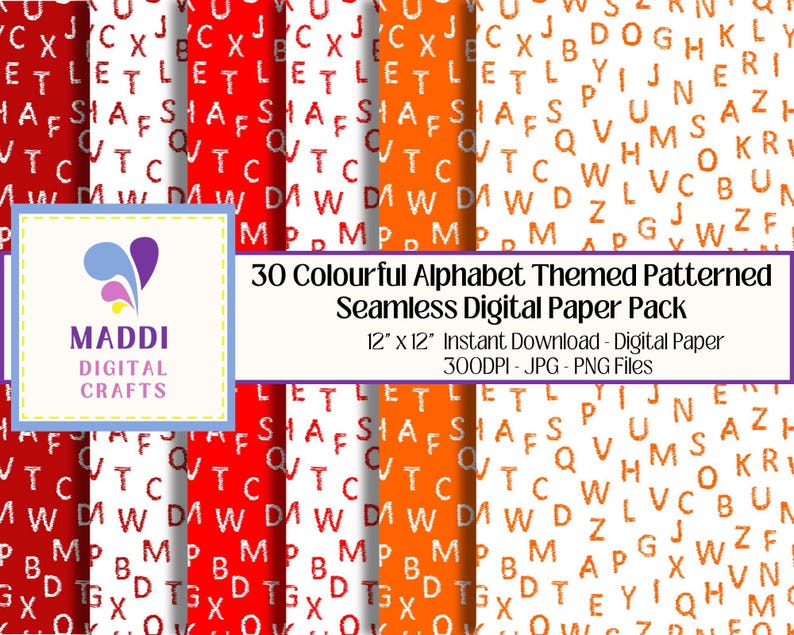 Colourful Alphabet Patterned Printable Paper Digital Education ...