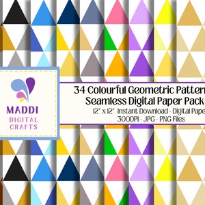 Geometric Colourful Printable Paper Patterns Seamless Digital 12 X 12 ...