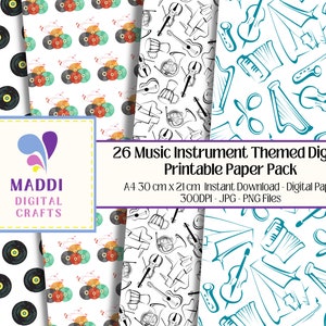 Musical Theme Digital A4 Downloadable Paper Music Patterns Printable ...