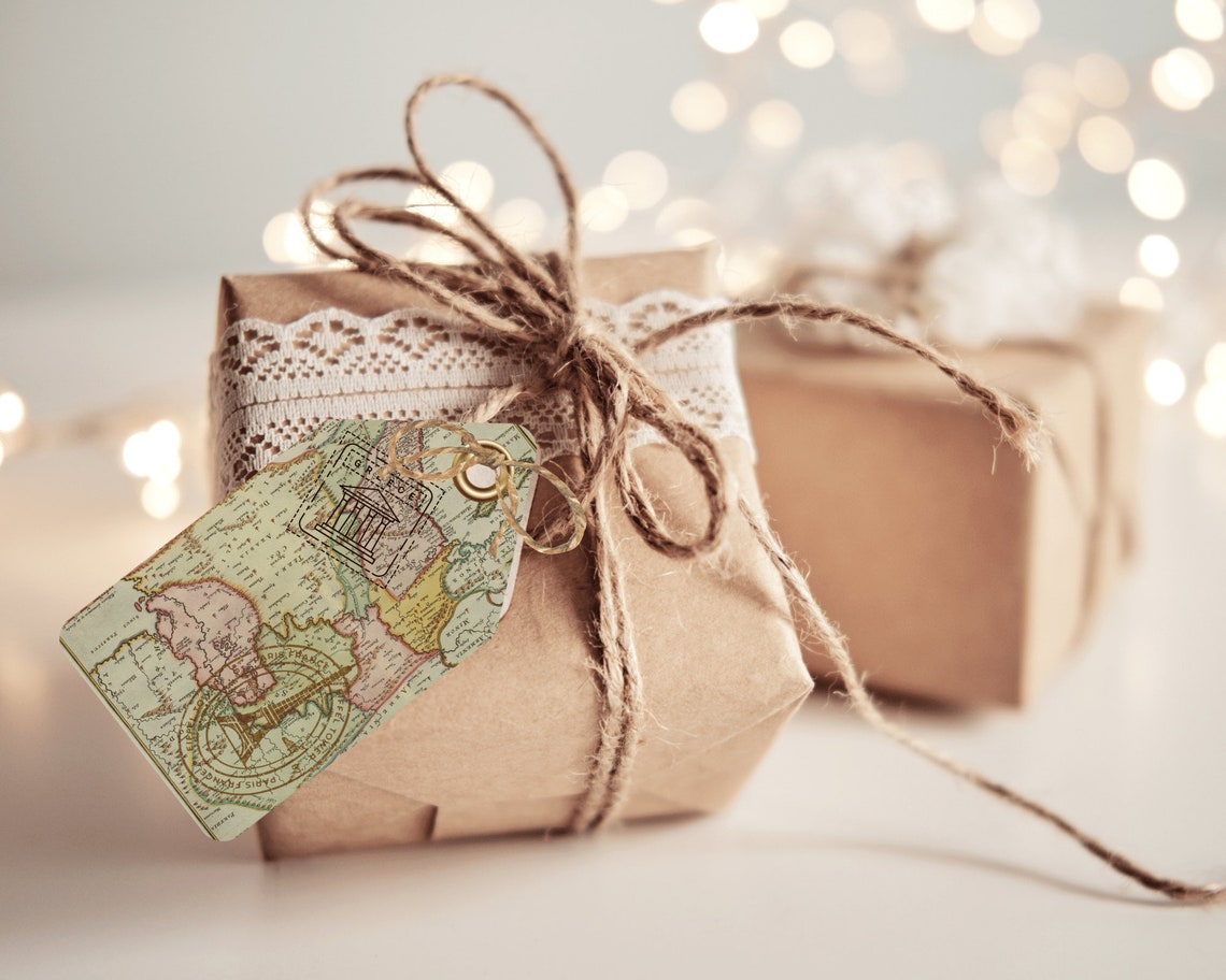 Vintage World Map Scrapbook Tags Printable Junk Journal Labels ...