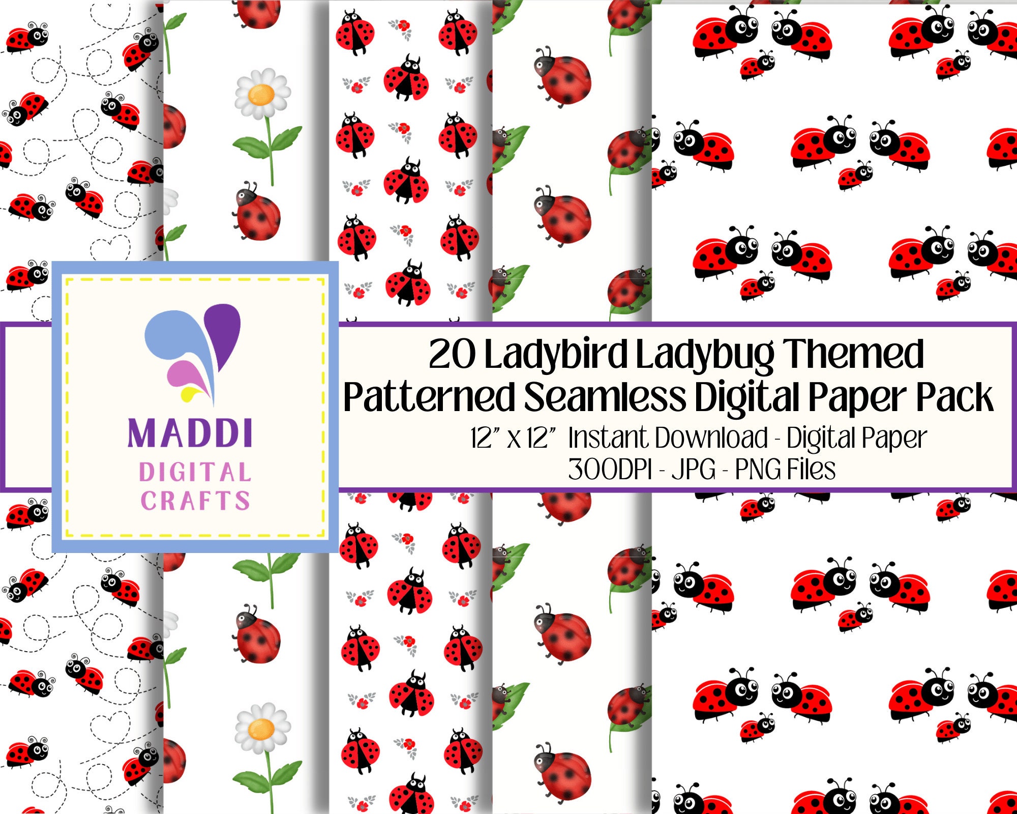 Ladybird Theme Printable Paper Pack Ladybug Patterned Digital - Etsy ...