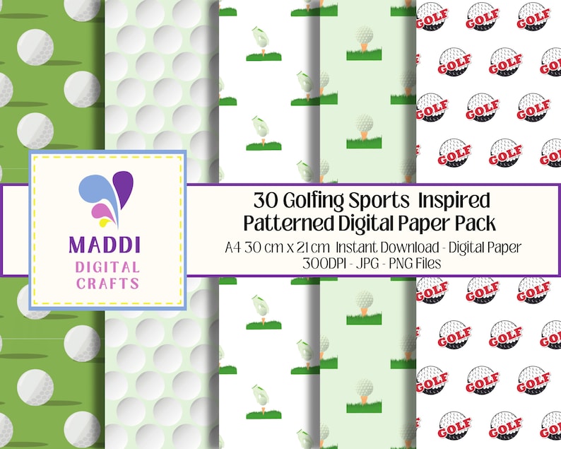 Golf Sports Themed Digital A4 Downloadable Paper Golfing Printable ...