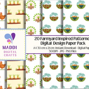 Farmyard Animals Patterned Digital A4 Downloadable Paper Countryside ...
