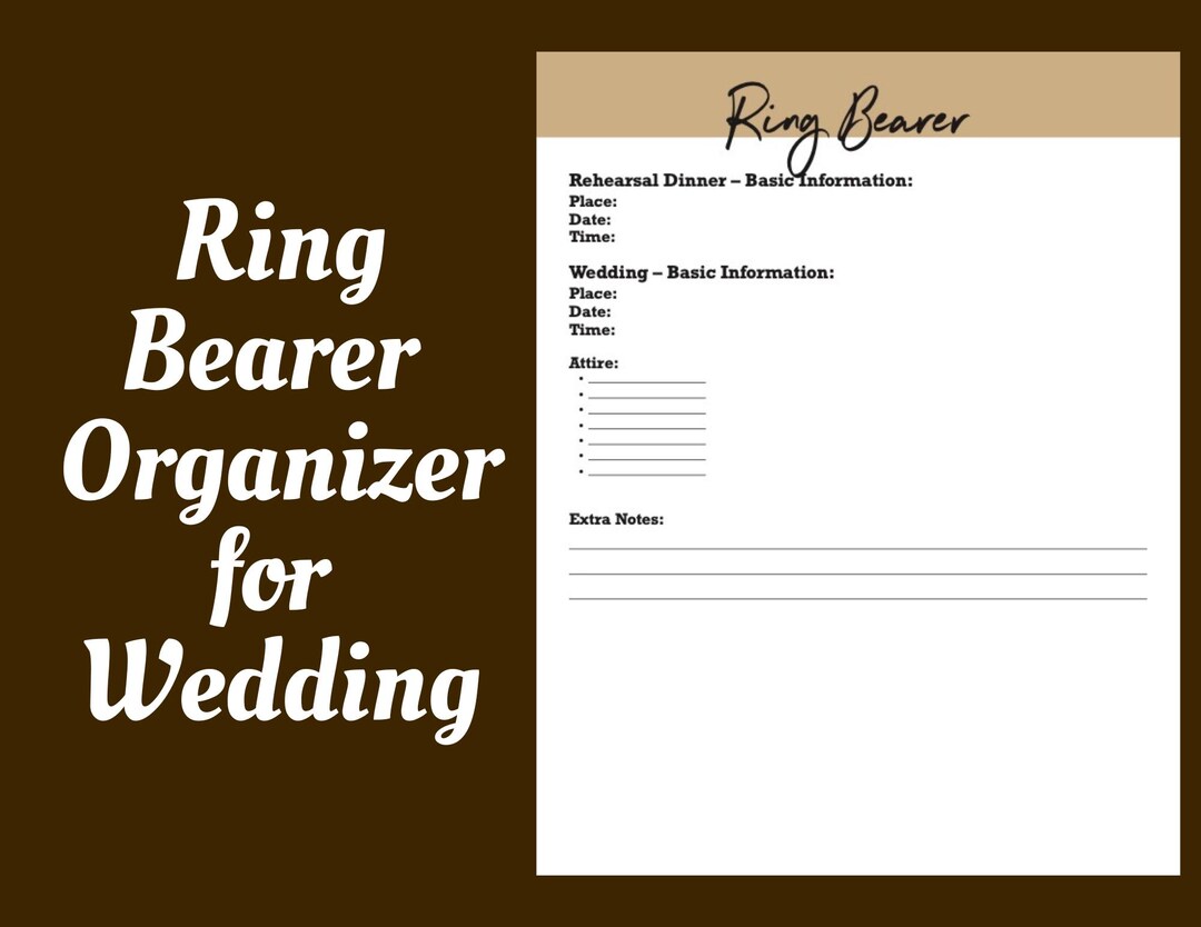 Printable Ring Bearer Wedding Planner - Digital Download - Etsy