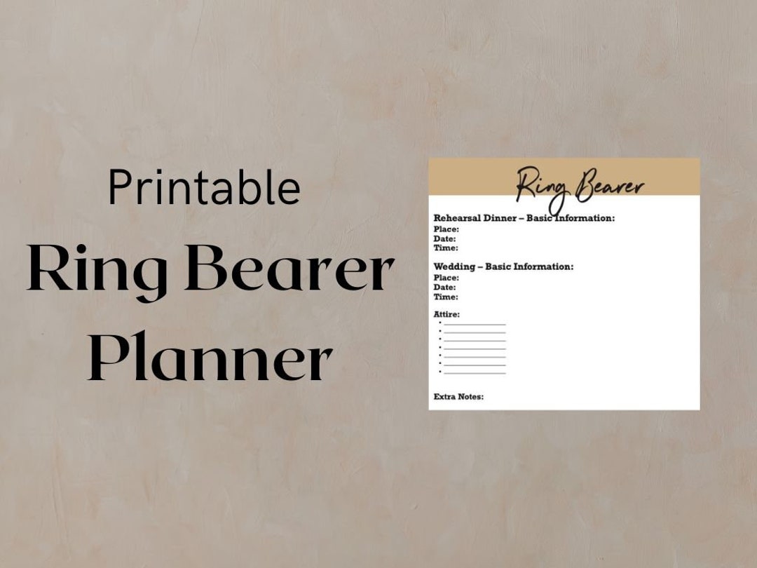 Beige Printable Ring Bearer Planner - Etsy