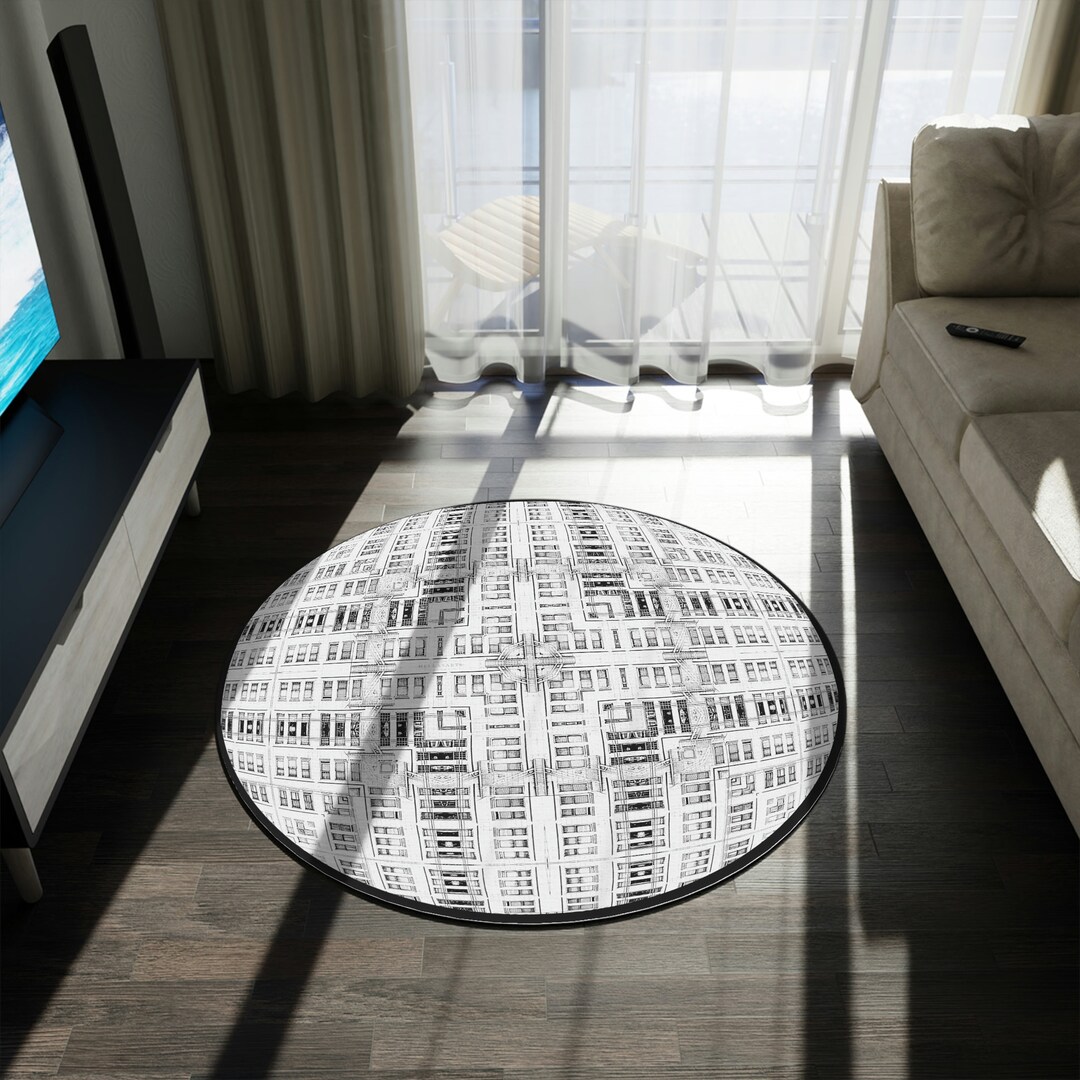 Artistic Rug Round Rug Abstract Rug Unique Rug Black & - Etsy