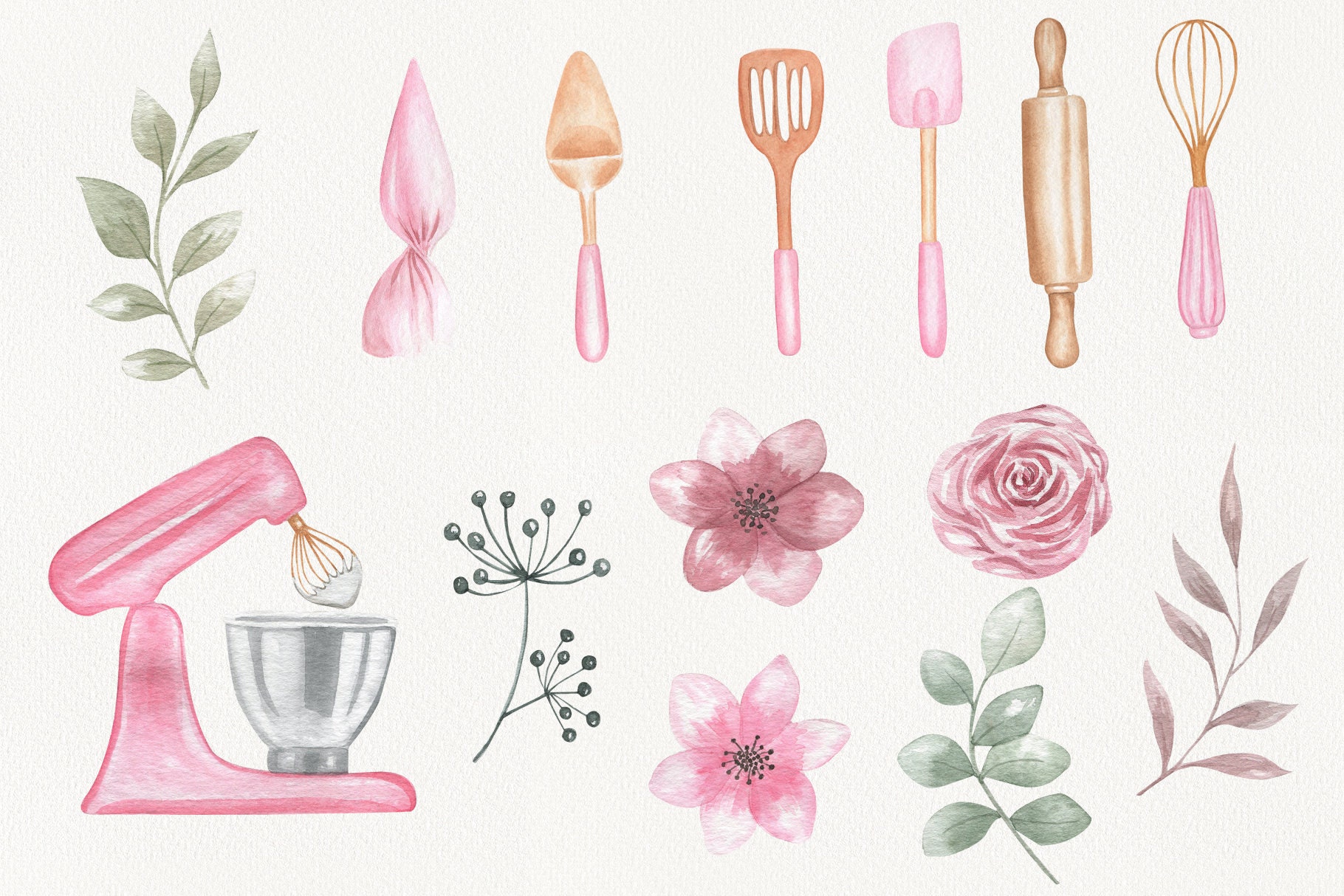 Watercolor Baking Clipart.digital Illustration for Confectionery in PNG ...