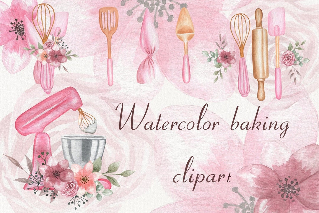 Watercolor Baking Clipart.digital Illustration for Confectionery in PNG ...