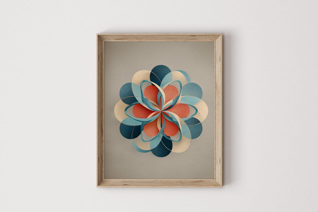 Retro Atomic Flower Printable - Abstract Wall Art, Mid-century Modern ...