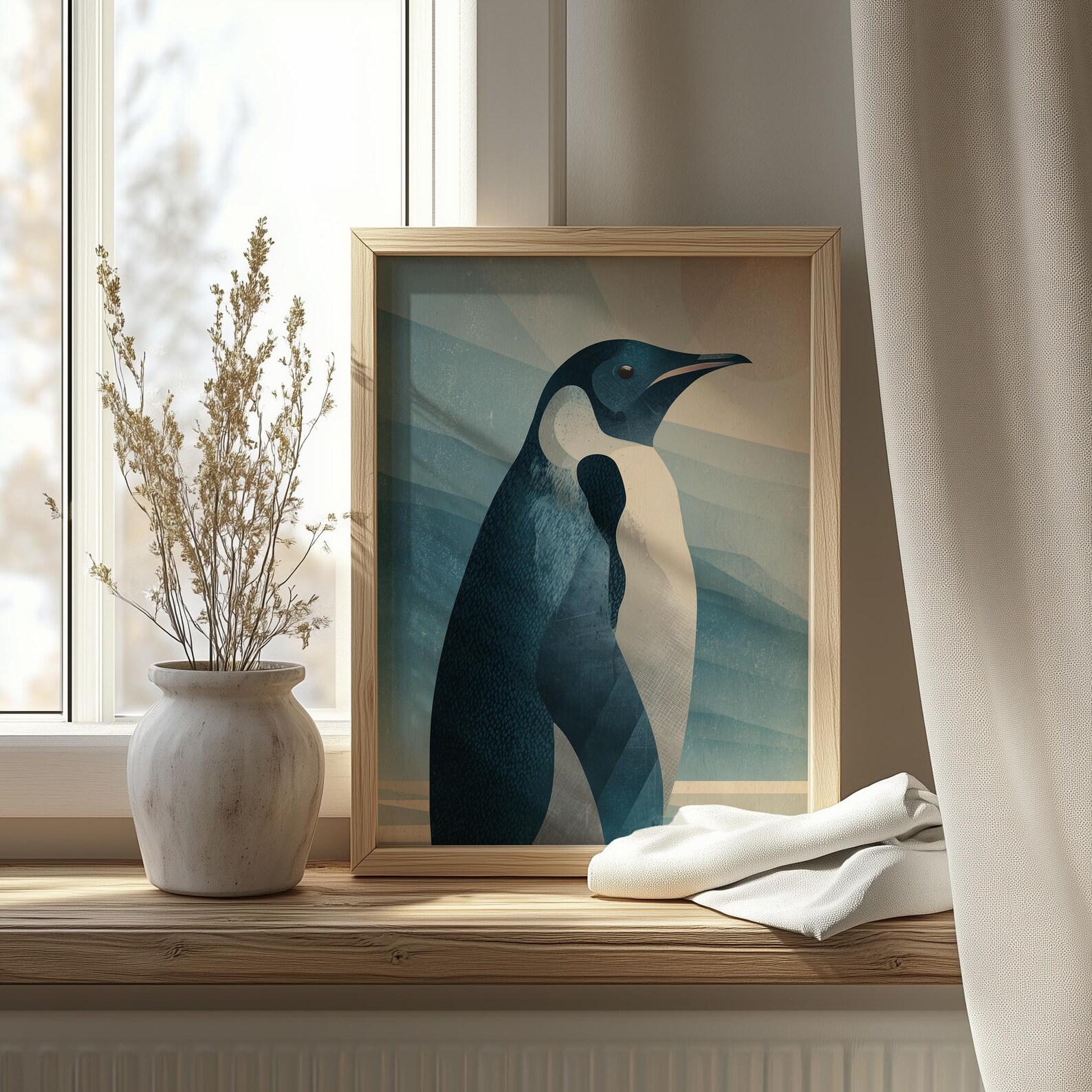 Retro Penguin Poster - Atomic Style Printable Wall Art, Stylized ...