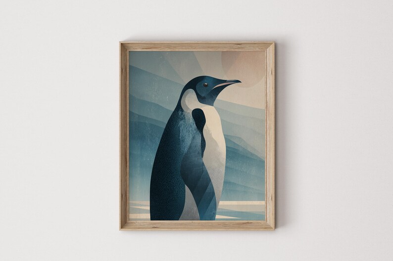 Retro Penguin Poster - Atomic Style Printable Wall Art, Stylized ...