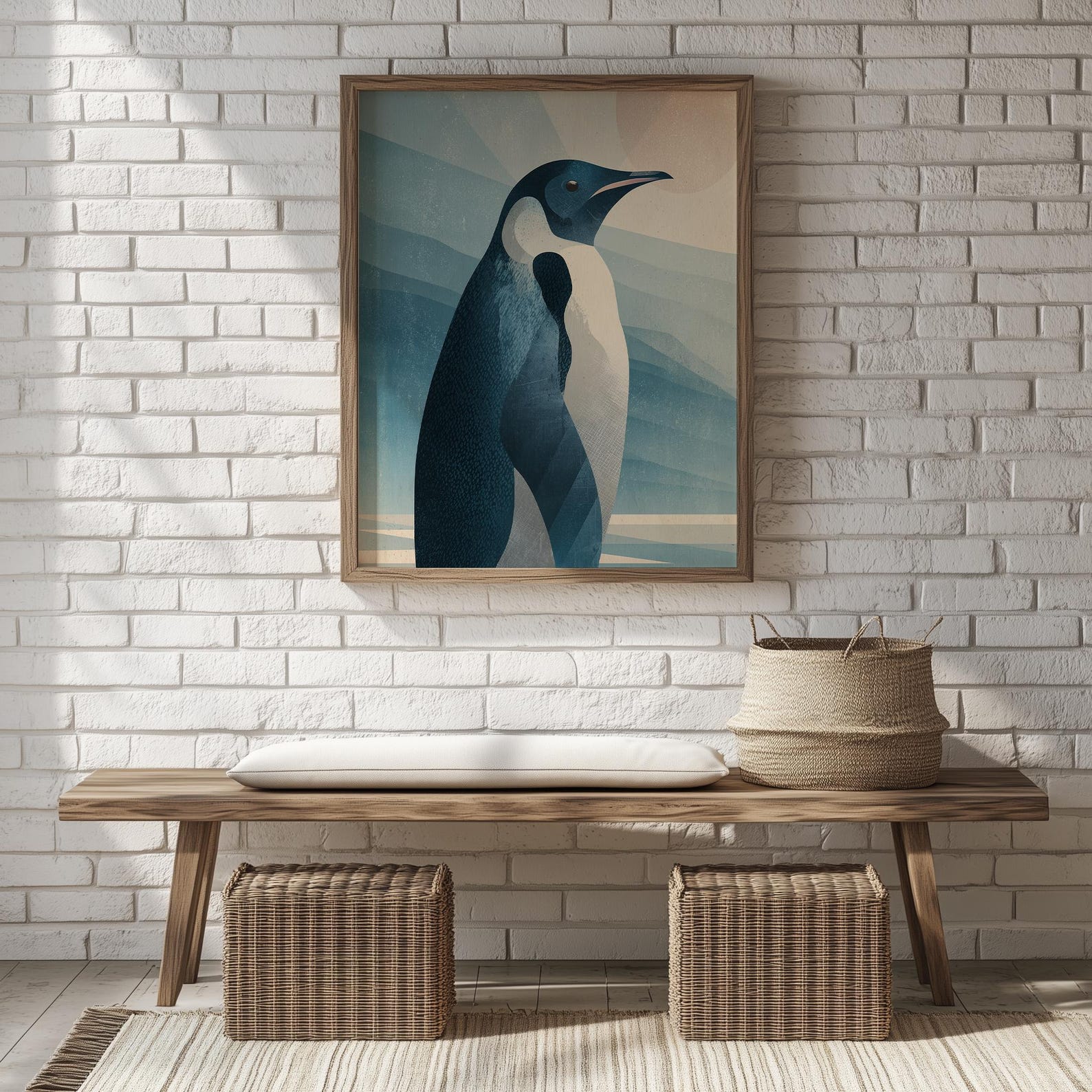 Retro Penguin Poster - Atomic Style Printable Wall Art, Stylized ...