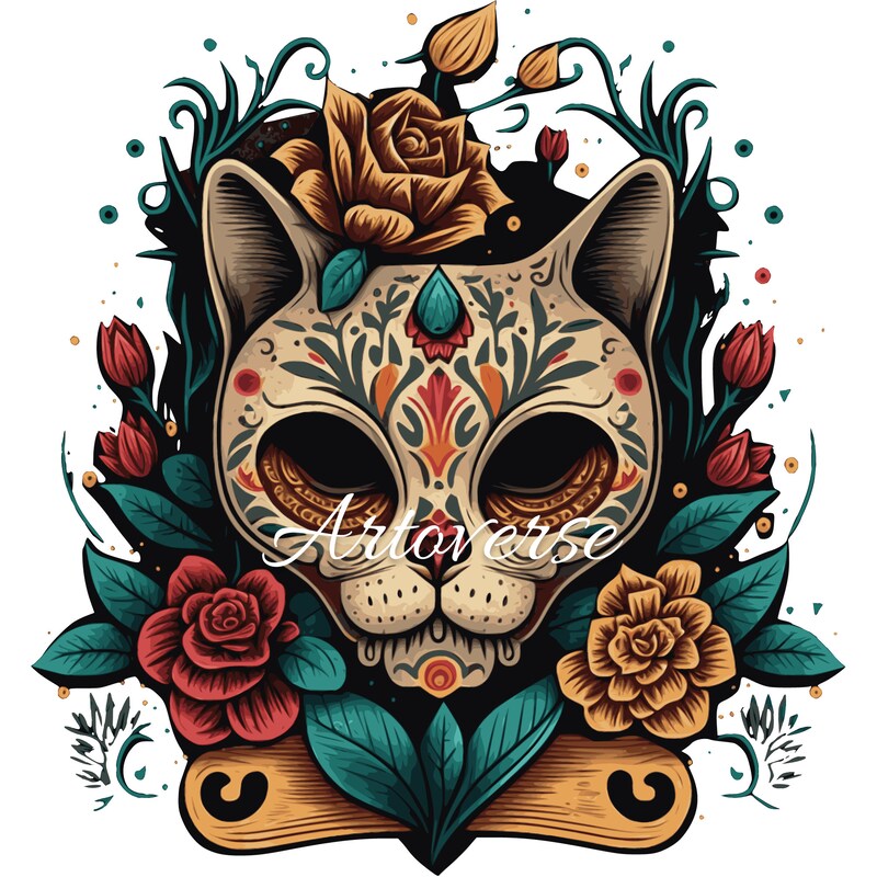 Cat Sugar Skull - Etsy
