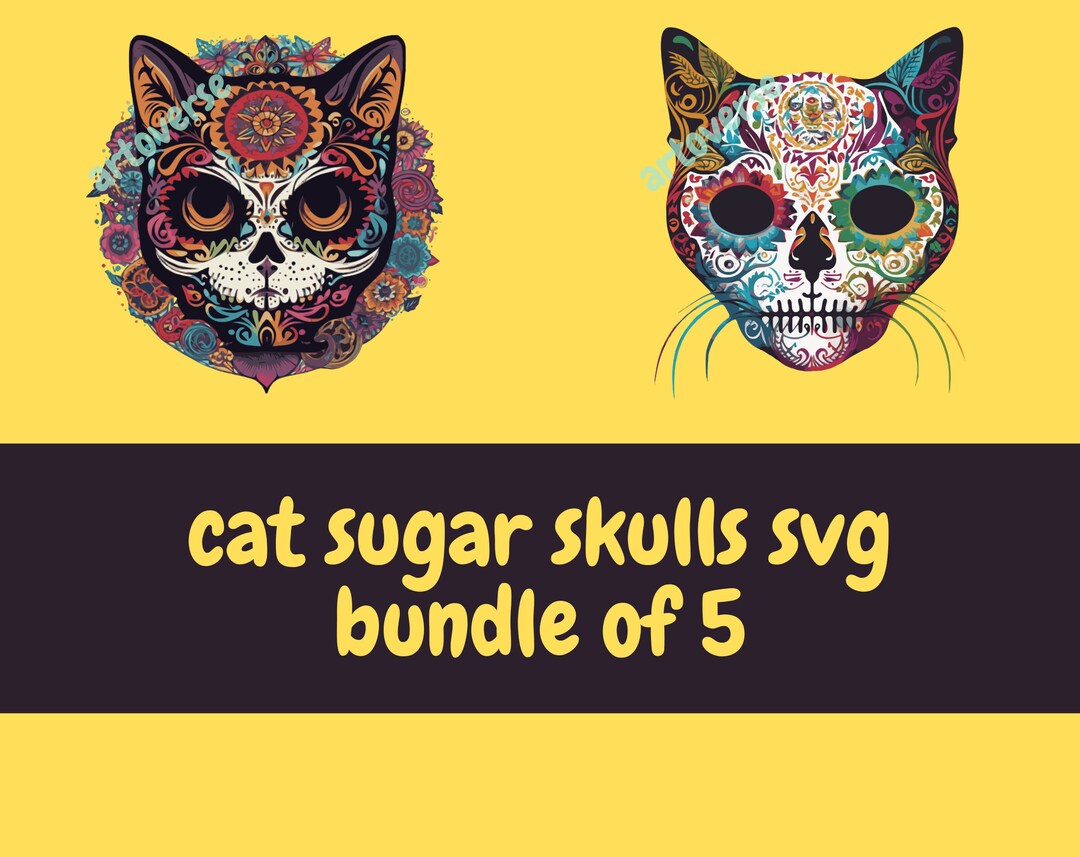 Cat Sugar Skull Svg Png Bundle Transparent Background | for Printing - Etsy