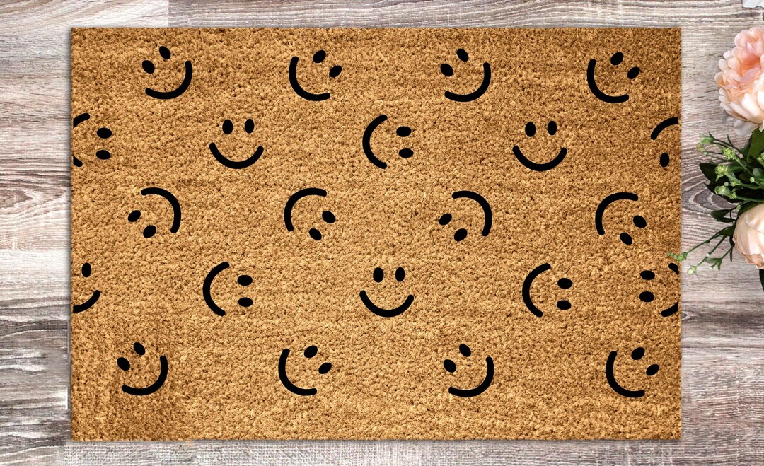 Smiley Faces Coconut Doormat: UV Ink Printed, Non-slip - Etsy