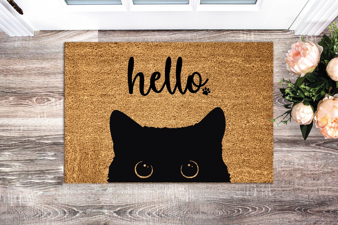 Cat Door Mat - Hello - Cat Lover - Pet Gift Ideas - Doormat for Pet ...