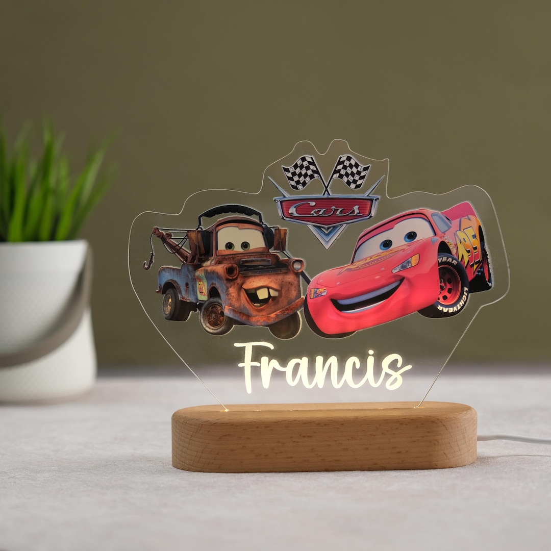 Personalised LIGHTNING MCQUEEN Disney Cars 3D Night Light Gift for Kids ...