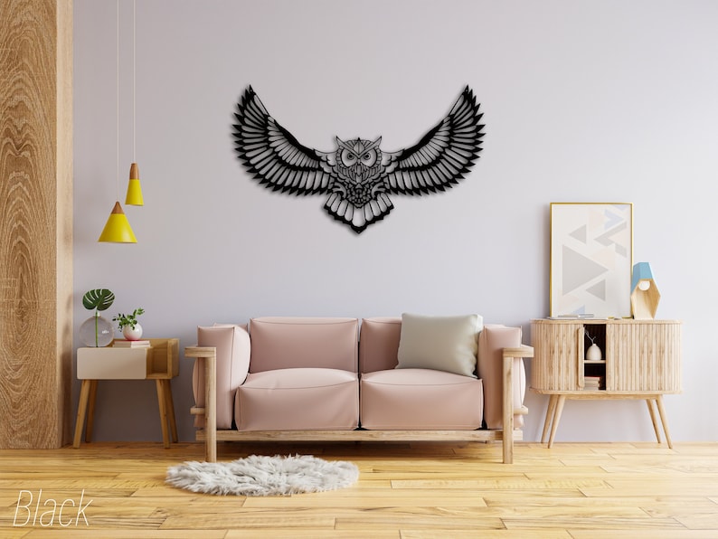 Large Owl Metal Wall Art, Metal Owl Wall Art, Metal Wall Decor, Metal ...