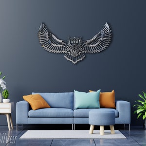 Large Owl Metal Wall Art, Metal Owl Wall Art, Metal Wall Decor, Metal ...