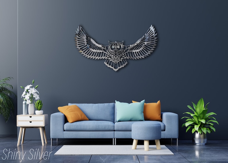 Large Owl Metal Wall Art, Metal Owl Wall Art, Metal Wall Decor, Metal ...