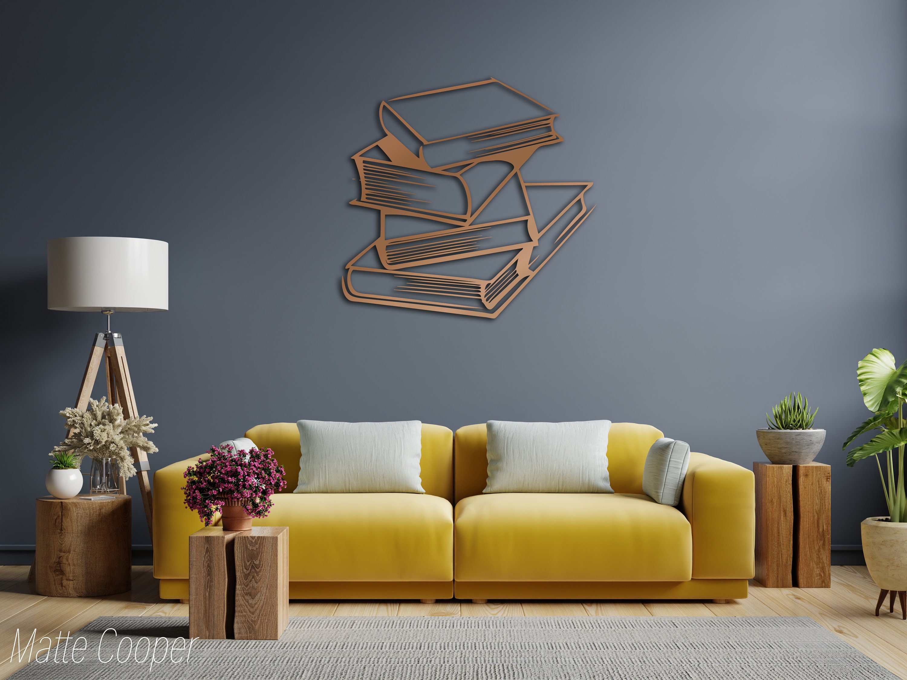 Metal Books Wall Art, Study Room Metal Wall Decor, Gift for Book Lovers ...