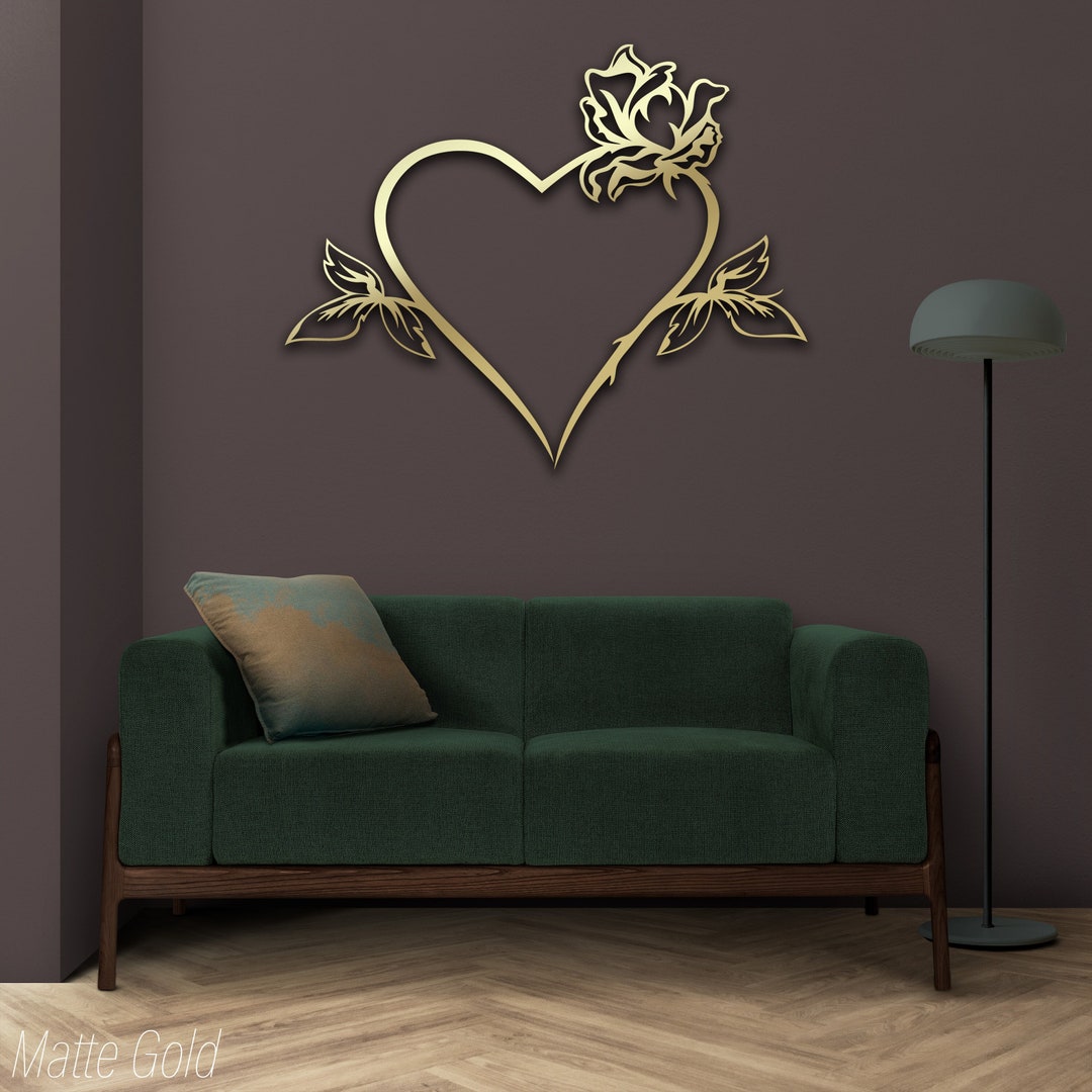 Metal Heart Shape Roses Wall Art, Love Flower Wall Art, Rose Wall Decor ...