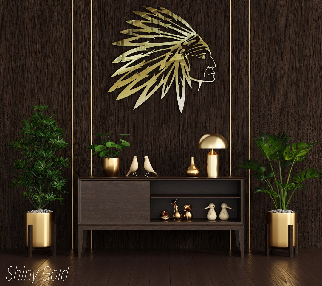 Metal Native American Wall Decor, Indian Geronimo Decor, Indian Metal ...