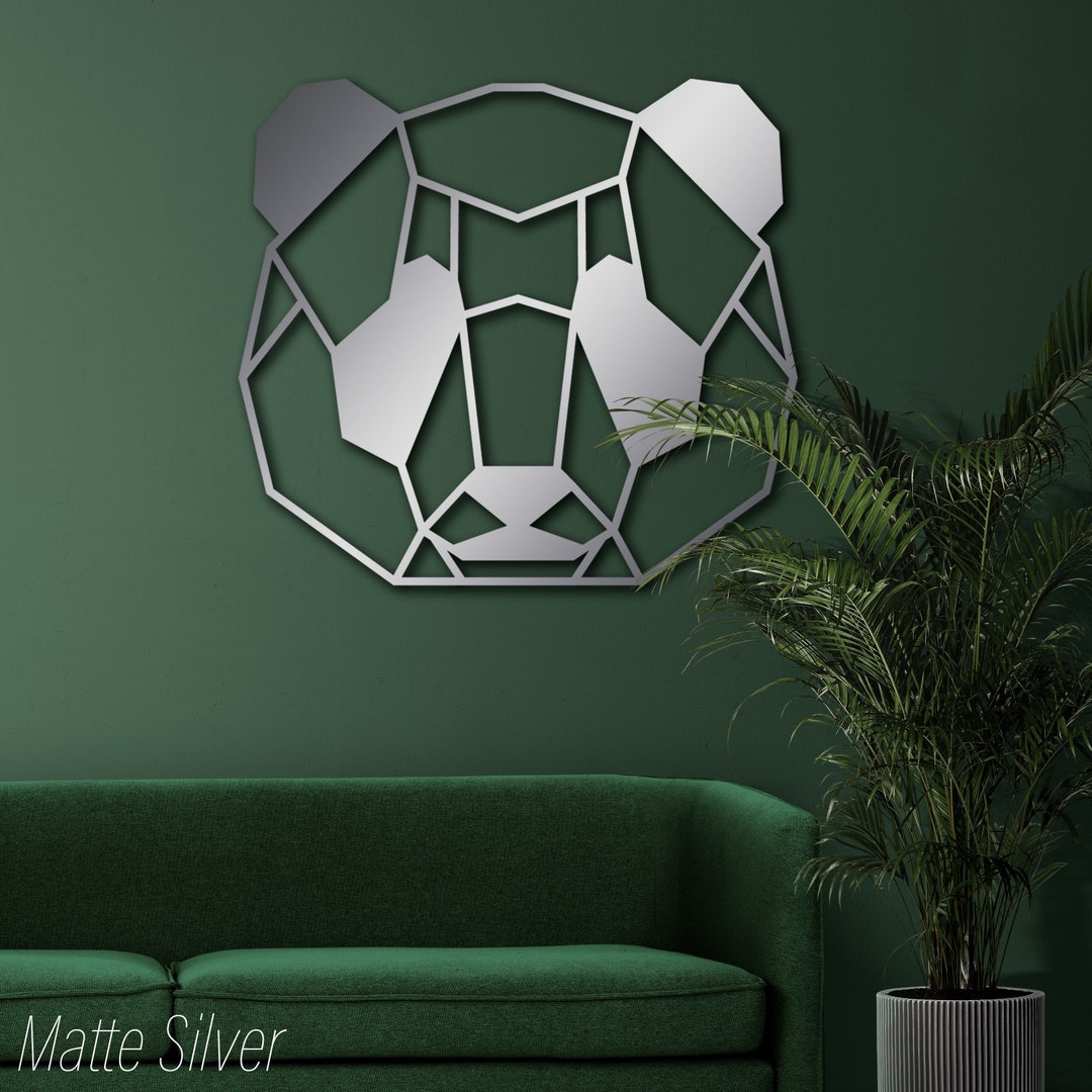 Geometric Panda Head Metal Wall Art, Panda Wall Decor, Animal Wall Art ...
