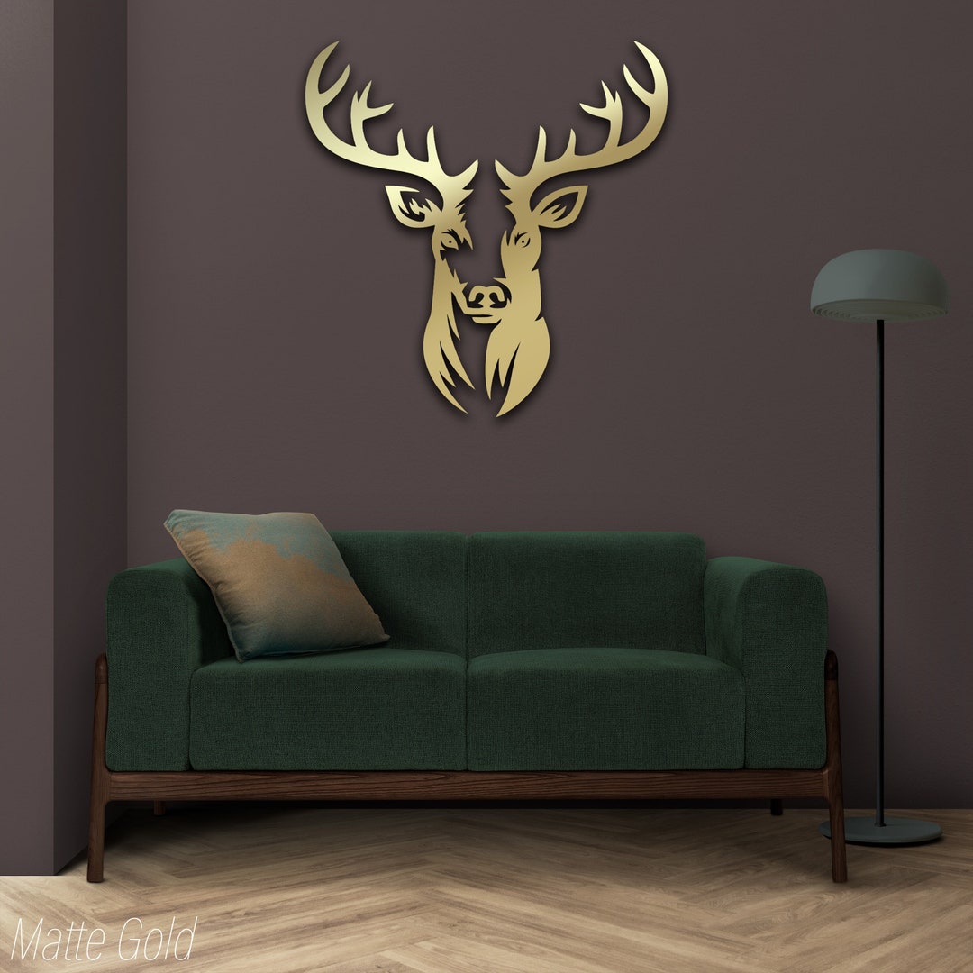 Metal Deer Head Wall Art, Deer Head Wall Art, Deer Lovers, Unique Living Room Wall Decor, Wall ...