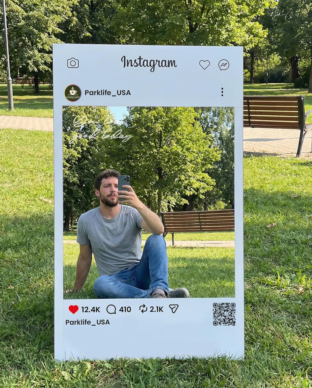 Custom Selfie Frame Sign With QR Code – Metal Social Media Display for ...
