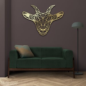 Metal Goat Head Wall Art, Goat Wall Decor, Geometric Wall Art, Interior ...