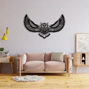 Large Owl Metal Wall Art, Metal Owl Wall Art, Metal Wall Decor, Metal ...