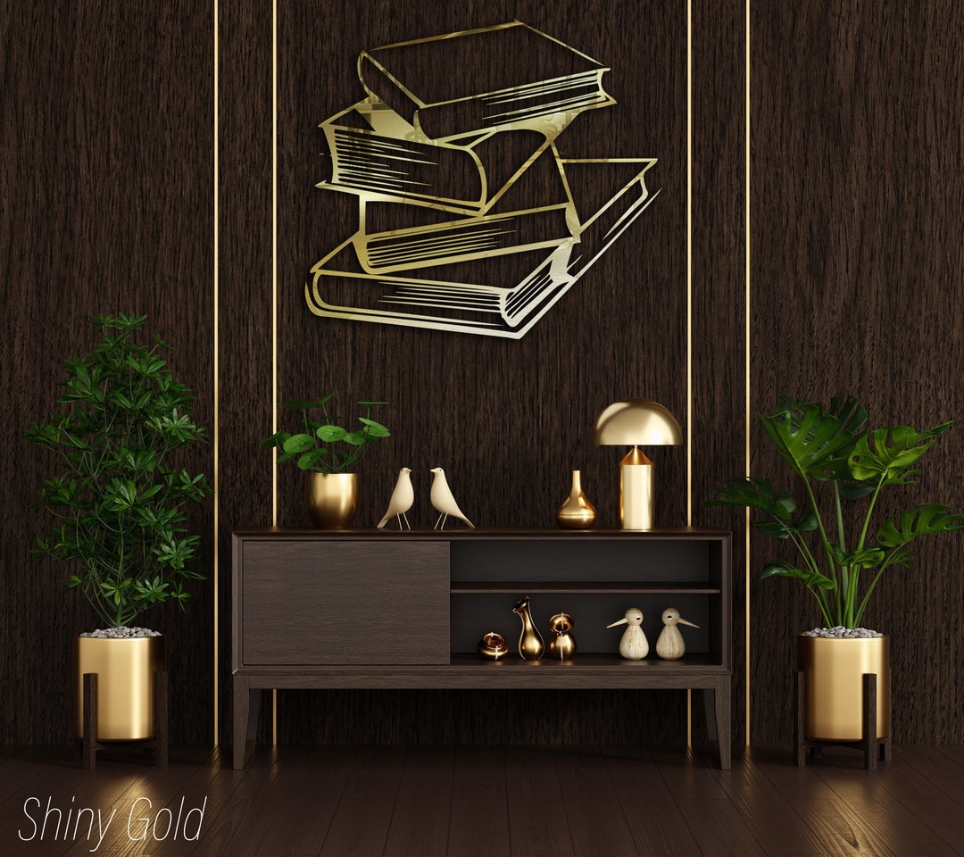 Metal Books Wall Art, Study Room Metal Wall Decor, Gift for Book Lovers ...