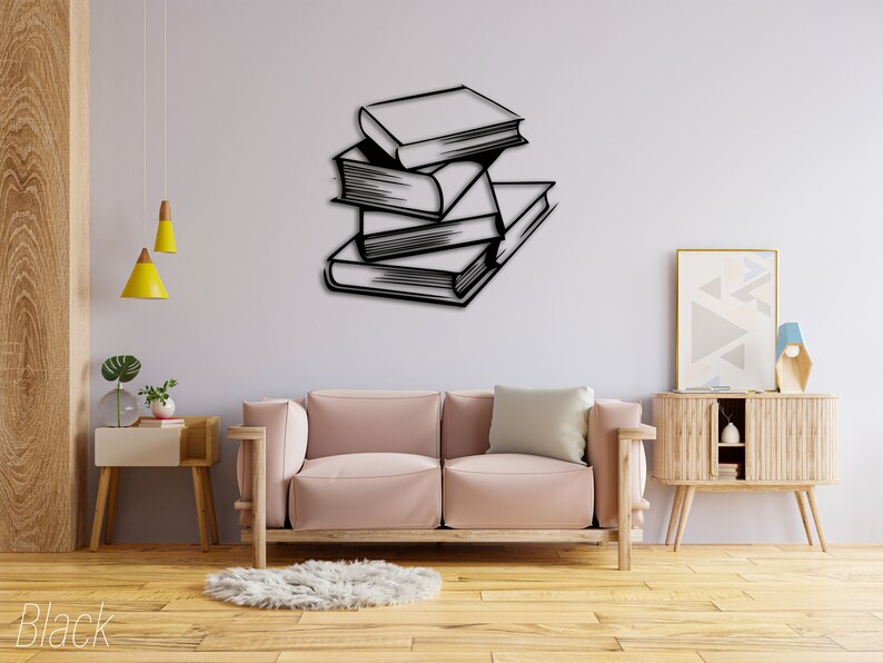 Metal Books Wall Art, Study Room Metal Wall Decor, Gift for Book Lovers ...