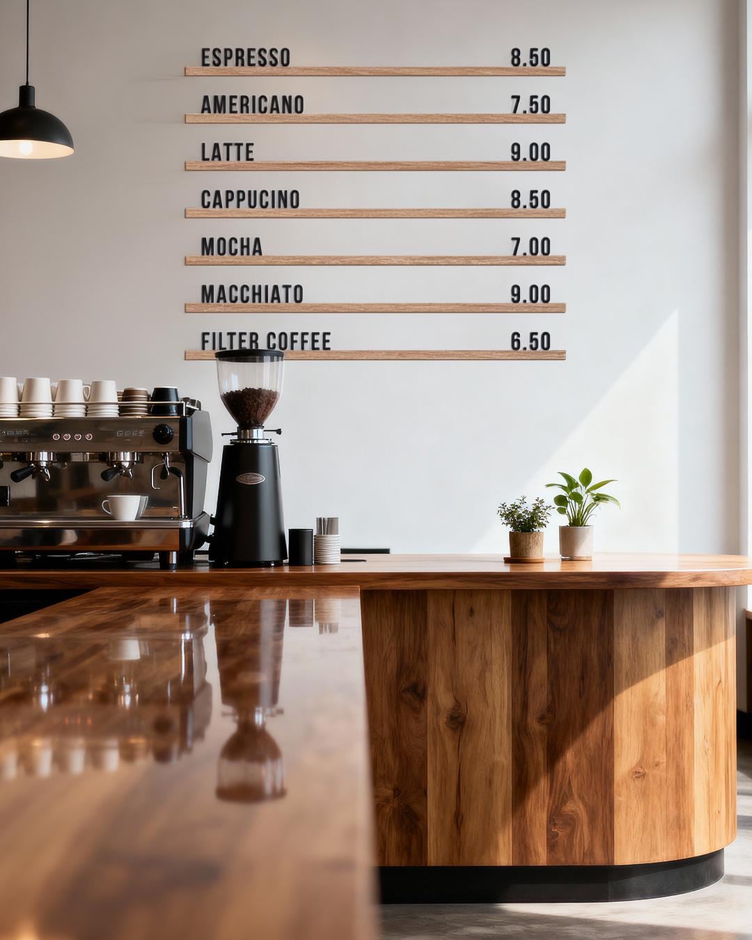 Café Wall Menu Board – Rustic Handmade Wooden Rails With Changeable ...