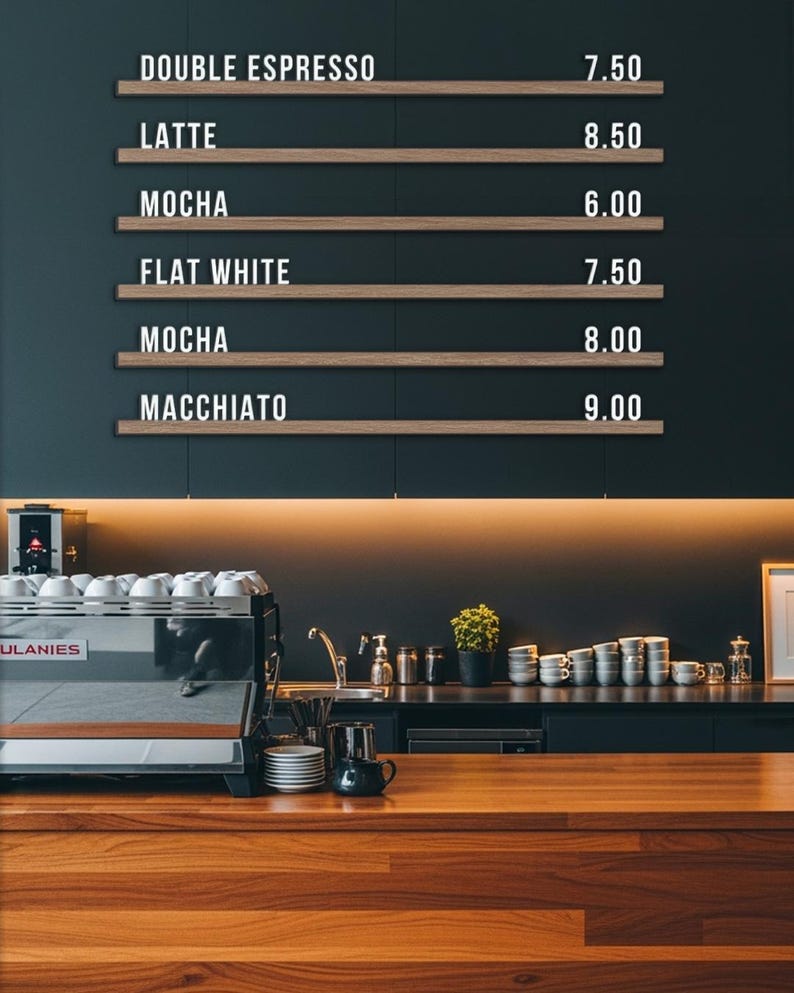 Wooden Wall Menu Board With Letters – 100cm Rails & 5cm Characters ...