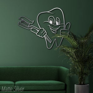 Metal Happy Tooth Brushing Wall Art, Nursery Wall Decor, Dental ...