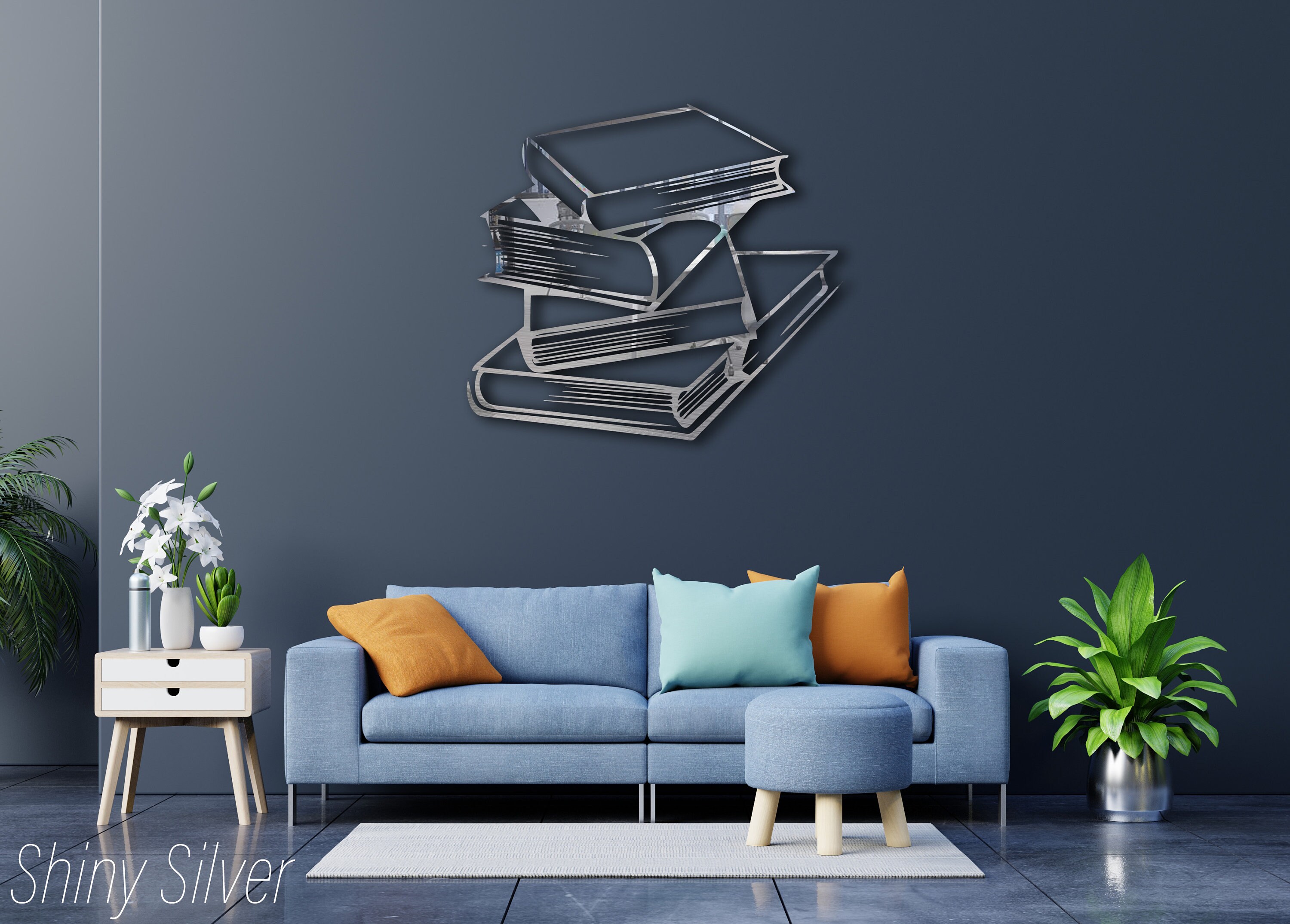 Metal Books Wall Art, Study Room Metal Wall Decor, Gift for Book Lovers ...