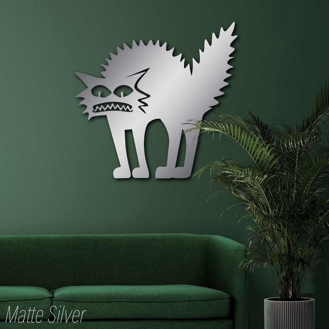 Scared Cat Metal Wall Art, Metal Cat Wall Decor,cute Cat Modern Wall ...