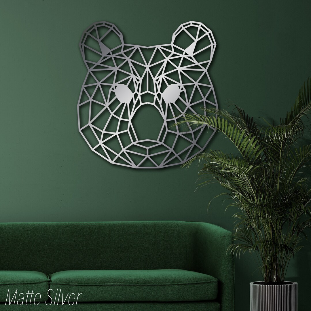 Metal Geometric Bear Head Wall Decor, Brown Bear Wall Art, Bear Head ...