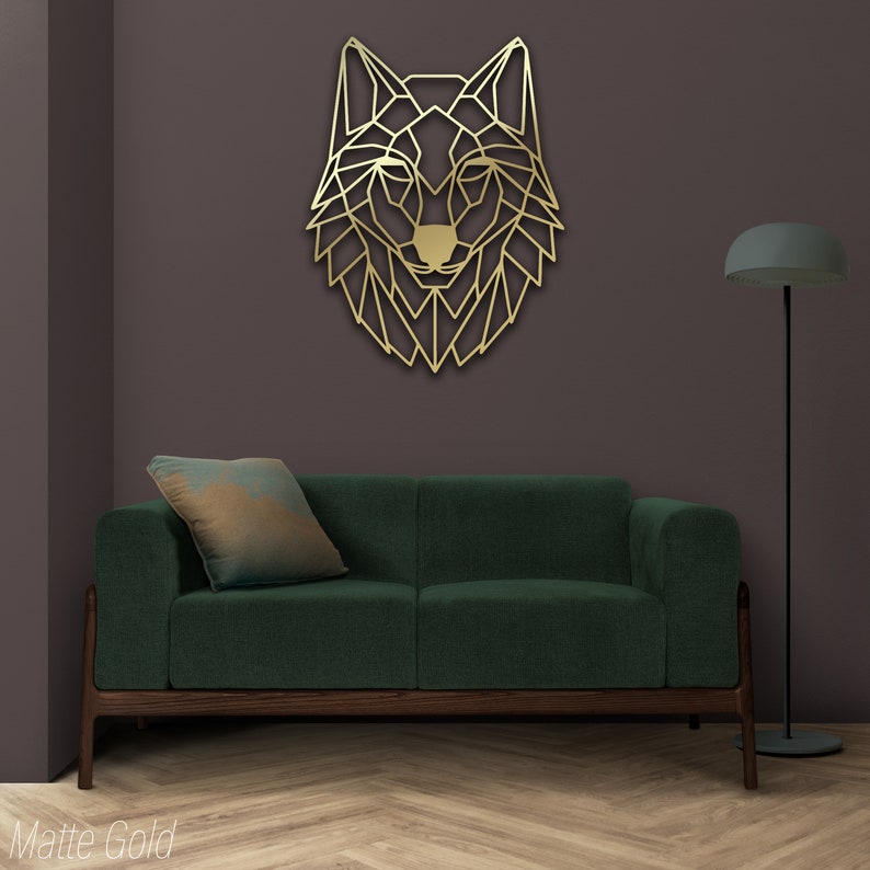Wolf Head Geometric Metal Wall Art, Wolf Metal Wall Decor, Metal Wall ...