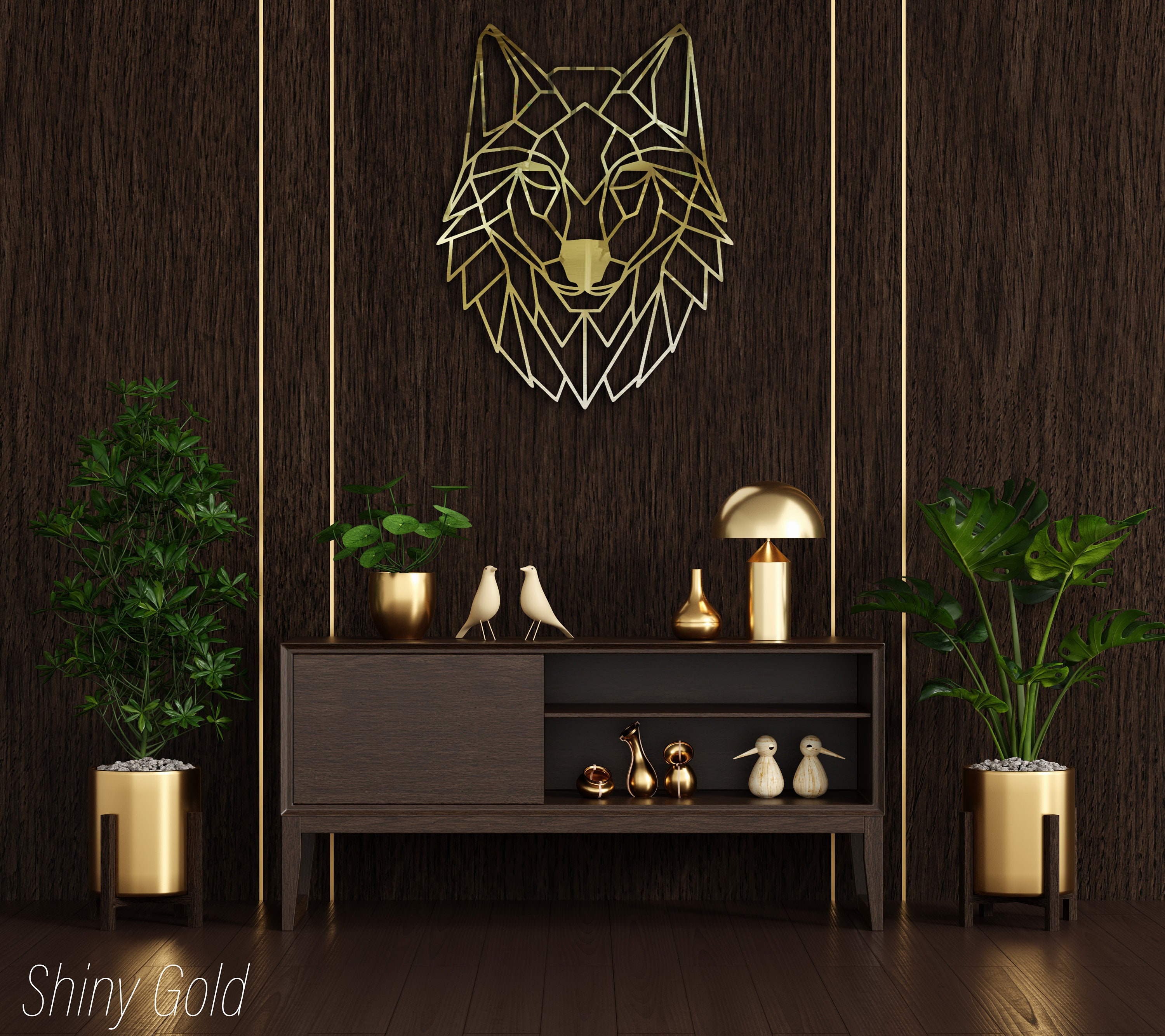 Wolf Head Geometric Metal Wall Art, Wolf Metal Wall Decor, Metal Wall ...