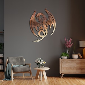 Metal Dragon Wall Art, Wall Decor, Man Cave Art Game Room Decor Gamer ...