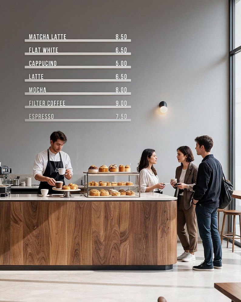 Café Wall Menu Board – Rustic Handmade Wooden Rails With Changeable ...