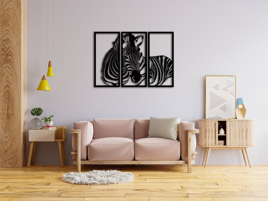 Metal Zebra Wall Decor Set of 3, Safari Animals, Zebra Wall Decor ...