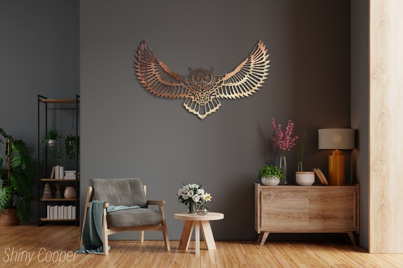 Large Owl Metal Wall Art, Metal Owl Wall Art, Metal Wall Decor, Metal ...
