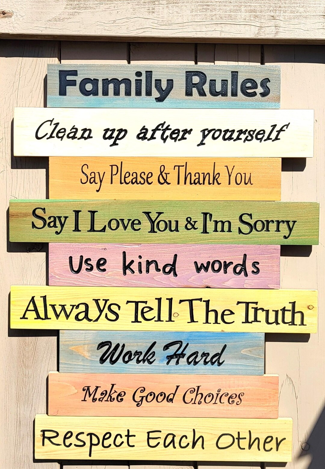 Carved Family Rules Sign: Custom Wood Wall Art - Etsy