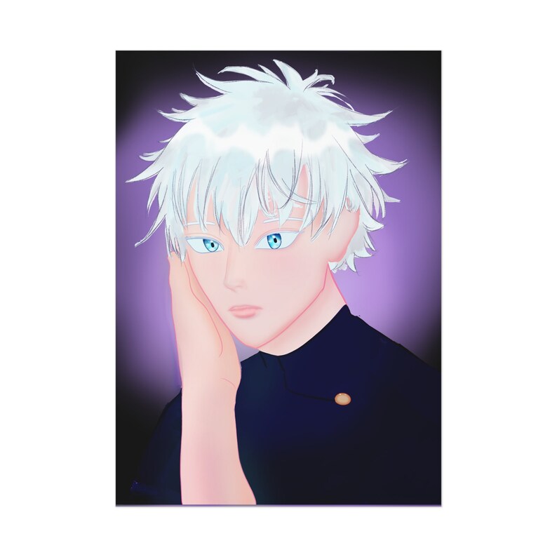Satoru Gojo Fine at Hollow Purple Attack Anime Prints High Quality Gift ...
