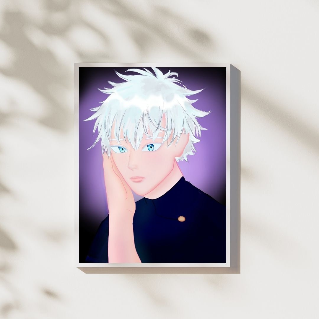 Satoru Gojo Fine at Hollow Purple Attack Anime Prints High Quality Gift ...